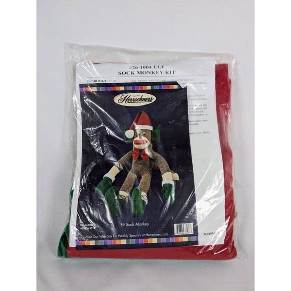 Herrschners | Toys | Herrschners Elf Sock Monkey Kit New In Package ...